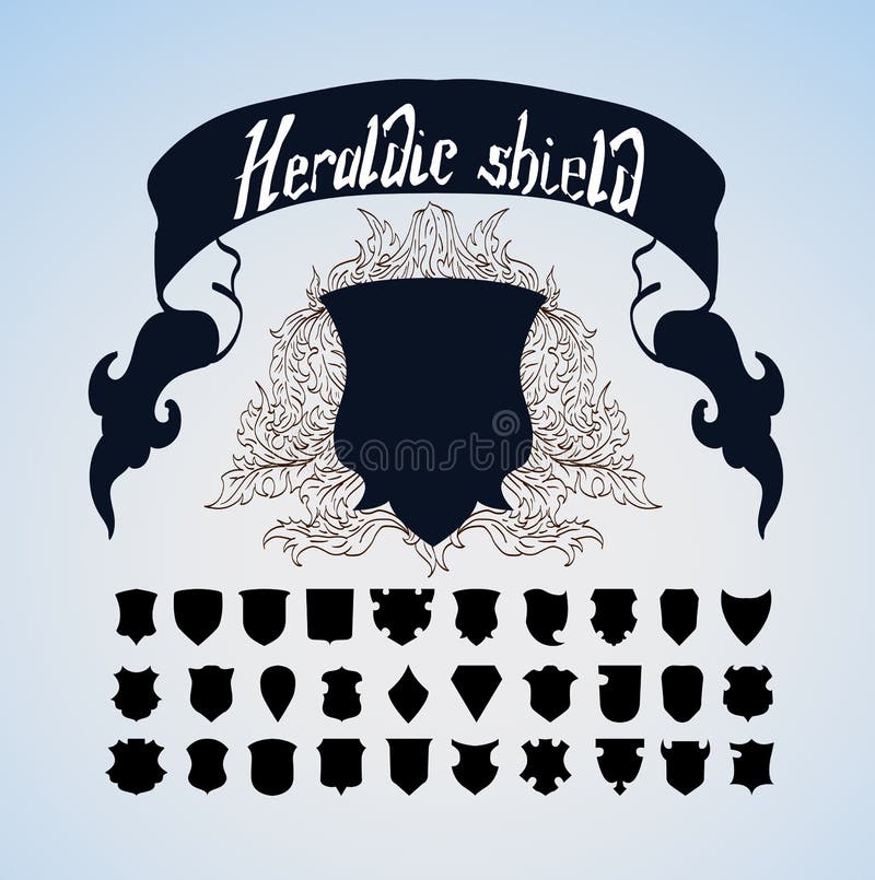 Vector Heraldic Shield Set, Stock Illustration - Illustration of ...