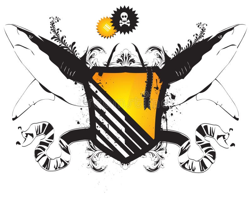 Vector Heraldic Shield with the Sharks Stock Vector - Illustration of ...