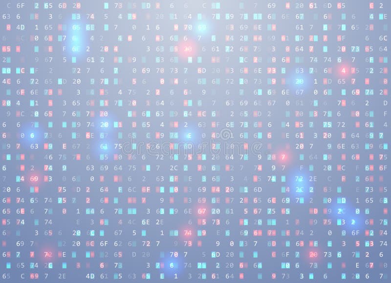 Vector Hex Code Background with Highlight an Important Element, Error, Memory Vulnerability. Big ...