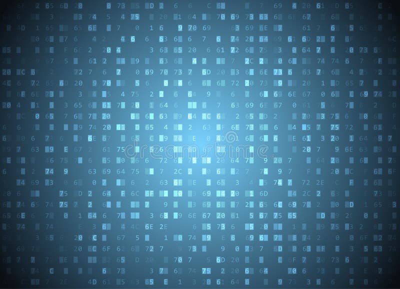 Vector Hexadecimal Code Blue Background Big Data And Programming Hacking Deep Decryption And