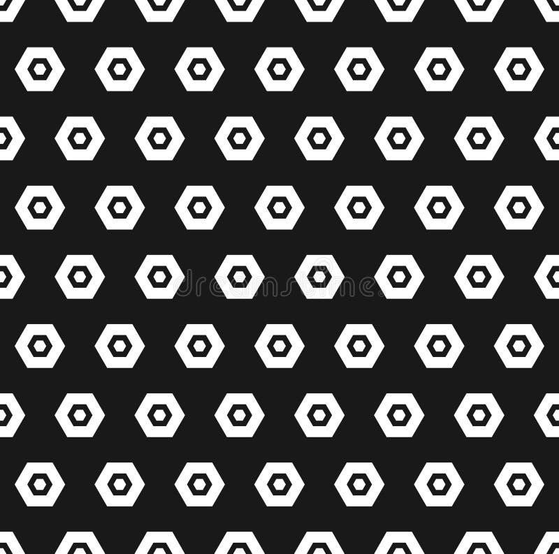 Vector Hexagon Black and White Seamless Pattern. Abstract Geometric ...