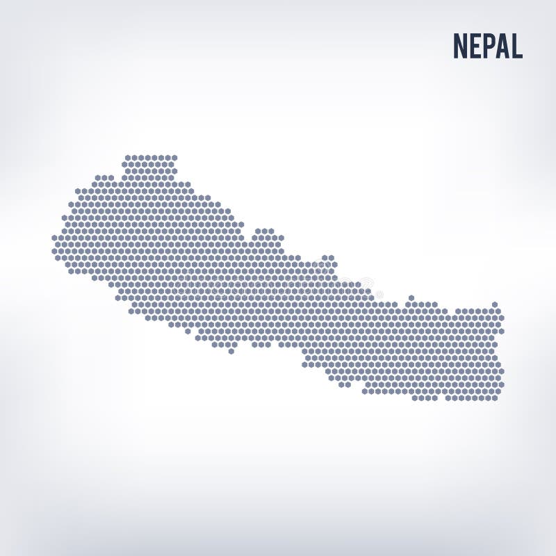 Vector Hexagon Map of Nepal on a Gray Background Stock Illustration ...