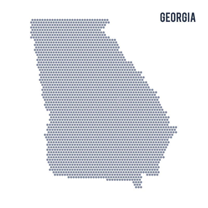 Vector Hexagon Map of State of Georgia on a White Background Stock ...
