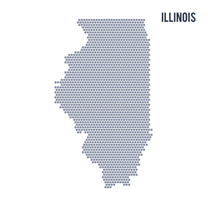 Vector Hexagon Map of State of Illinois on a White Background Stock ...