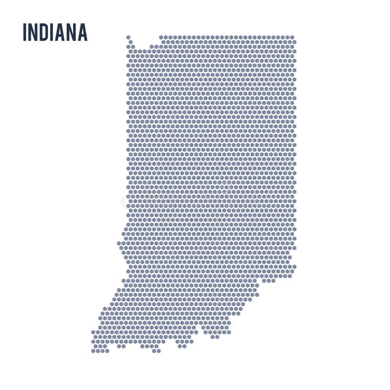 Vector Hexagon Map of State of Indiana on a White Background Stock ...