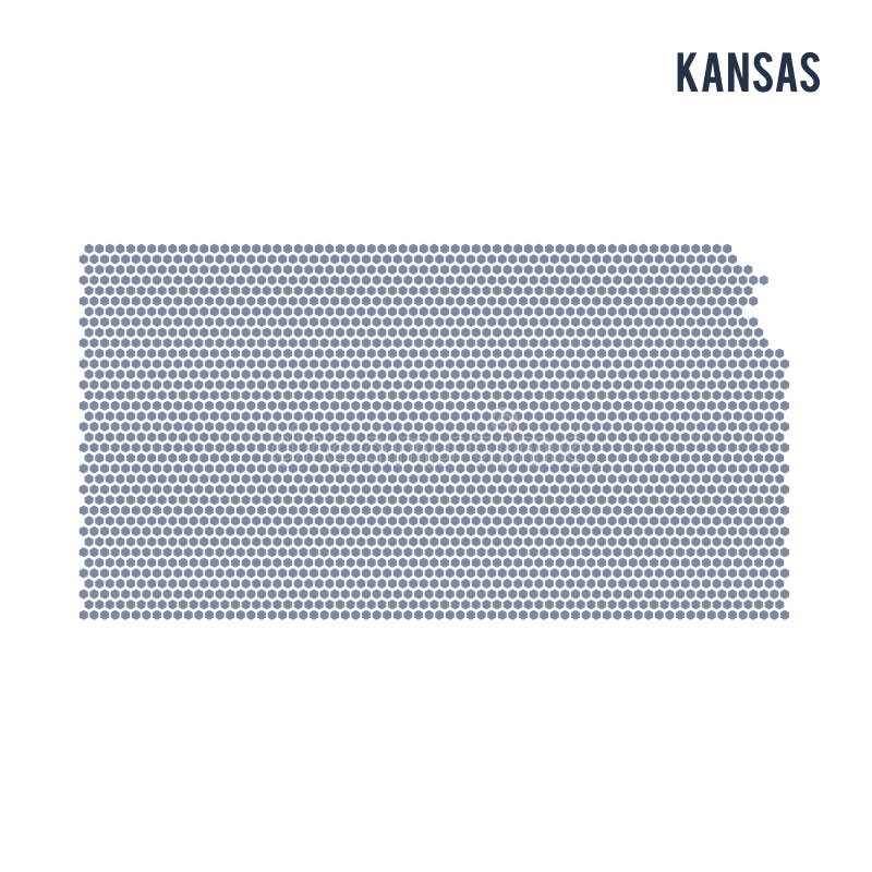 Vector Hexagon Map of State of Kansas on a White Background Stock ...