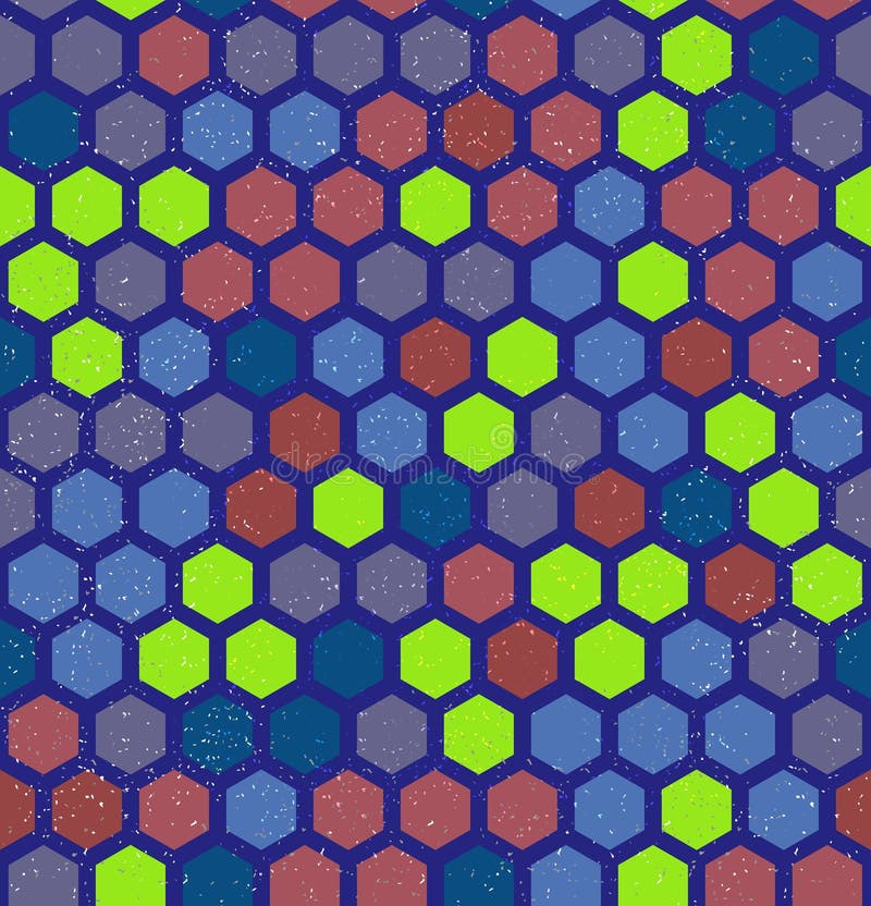 Vector Hexagon Retro Seamless Pattern Stock Vector - Illustration of ...