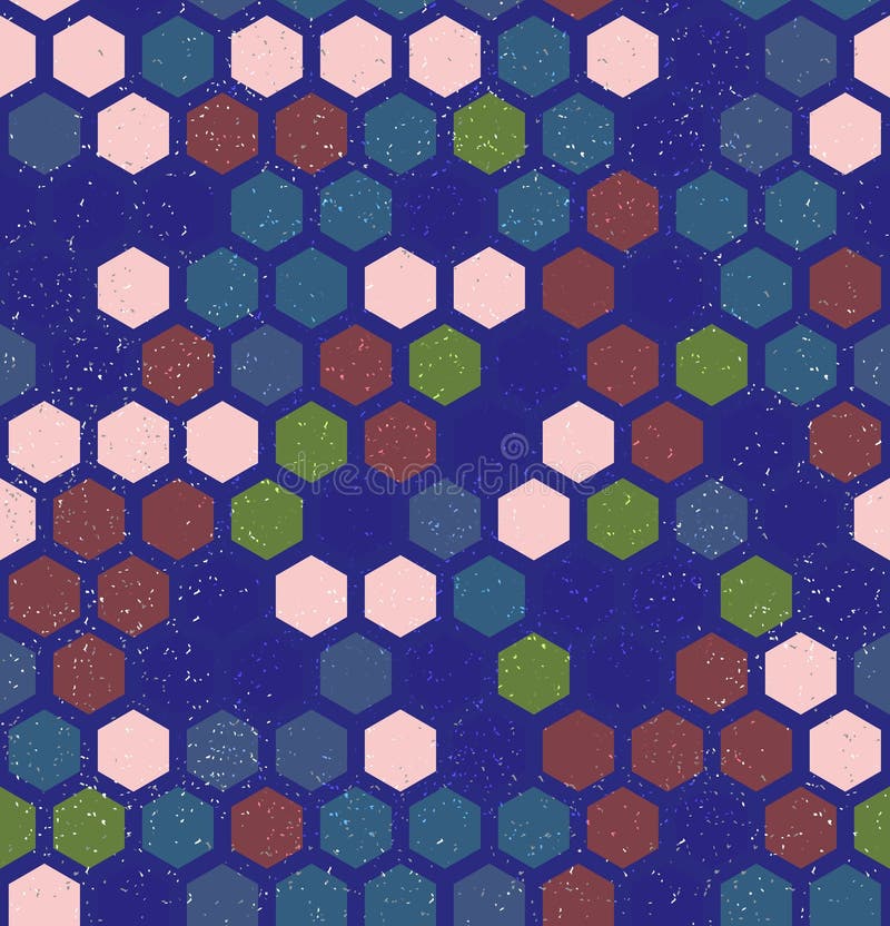 Vector Hexagon Retro Seamless Pattern Stock Vector - Illustration of ...