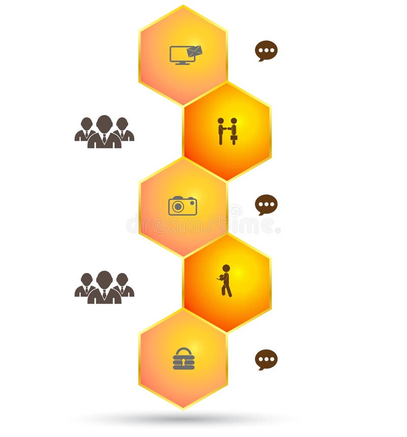 Vector Hexagon Group with Icons for Business Concepts Stock Vector ...