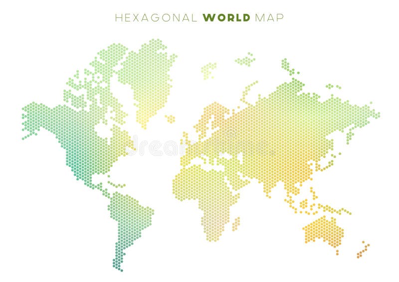 Vector hexagonal world map stock vector. Illustration of europe - 72709977