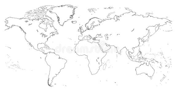 Vector High Detailed Outline of World Map Stock Vector - Illustration ...