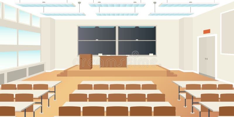 Vector High School Classroom Interior Empty Scene in Flat Style Stock ...