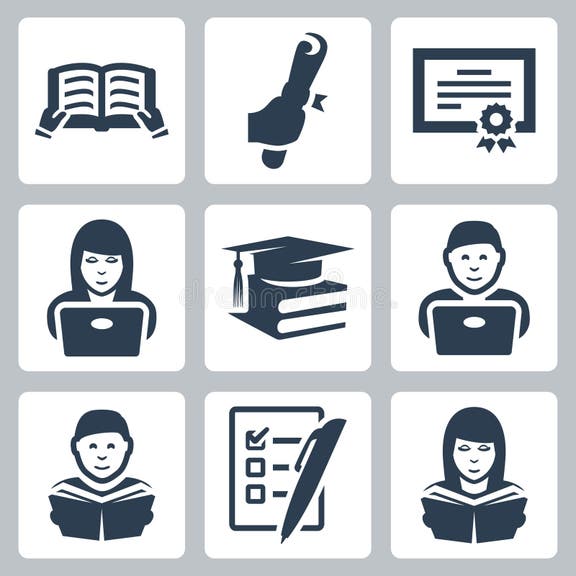 Vector Higher Education Icons Set Stock Vector - Illustration of ...