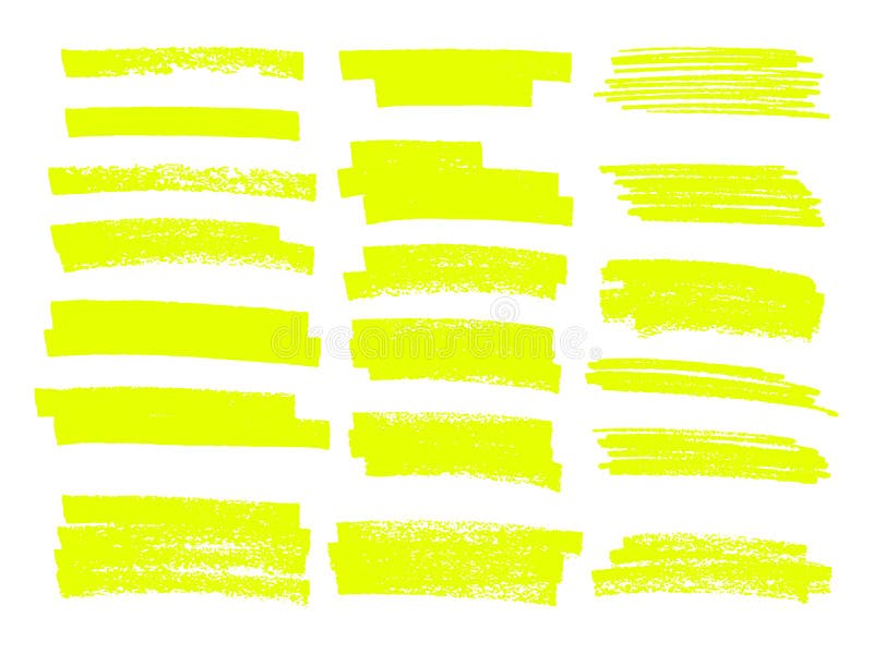 Vector Yellow Highlighter Brush Lines. Hand Drawing. Stock Vector ...