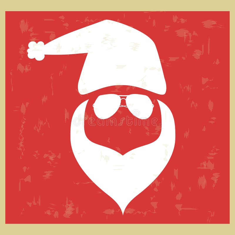 Vector Hipster Santa Claus. Silhouette with Cool Beard and Glass Stock ...
