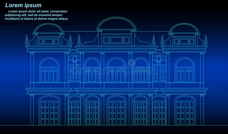 Historic Thai Building Outline. Stock Vector - Illustration of skyline ...