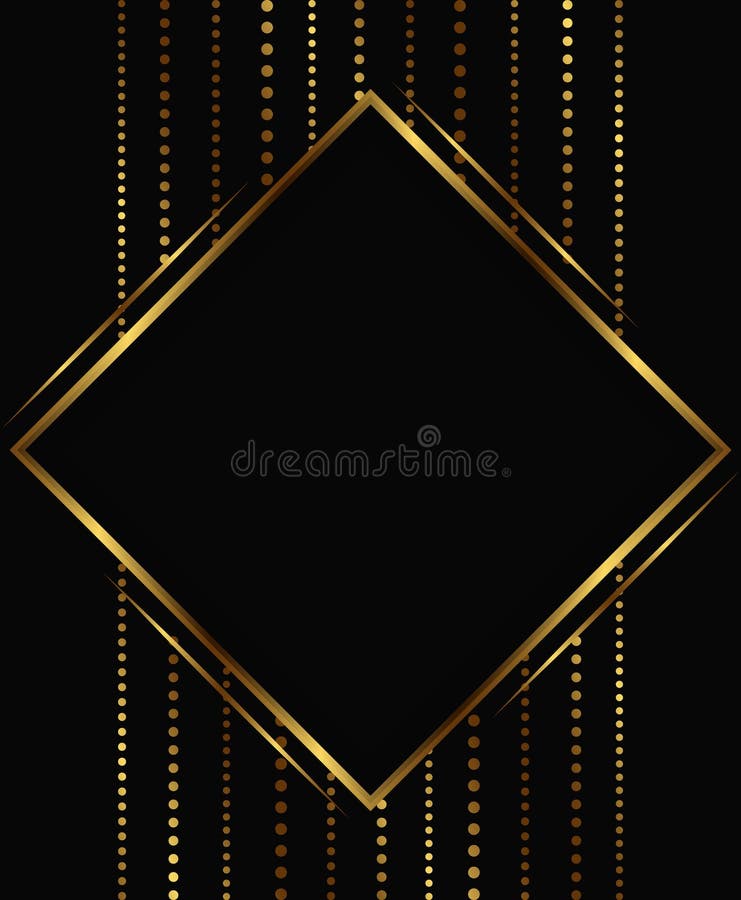 Vector Holiday Dark Background with Shining Square Frame and Golden ...