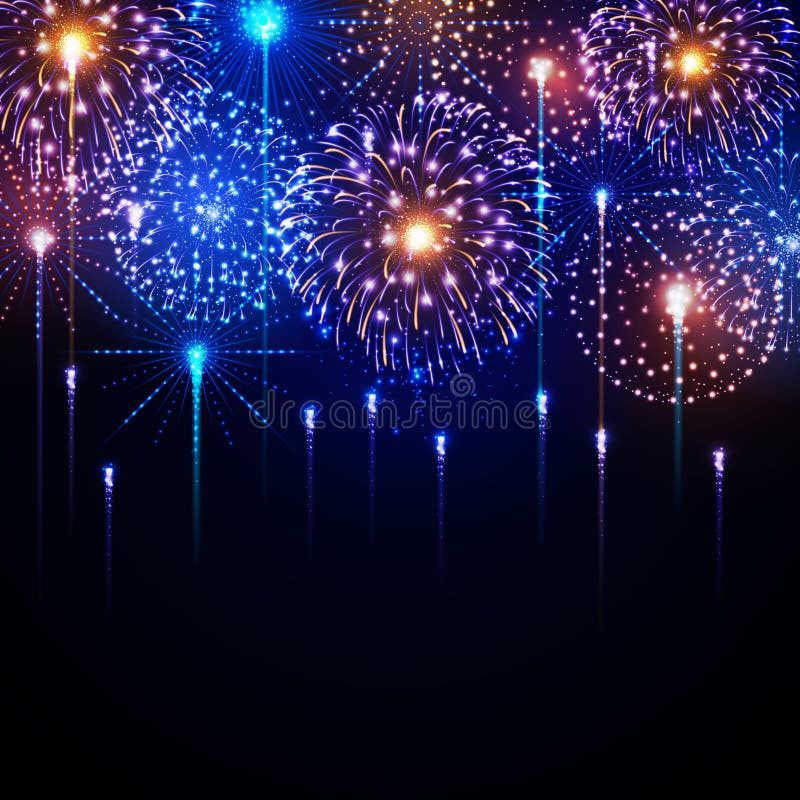 Vector Holiday Festival Blue and Gold Firework. Independence Day Stock ...