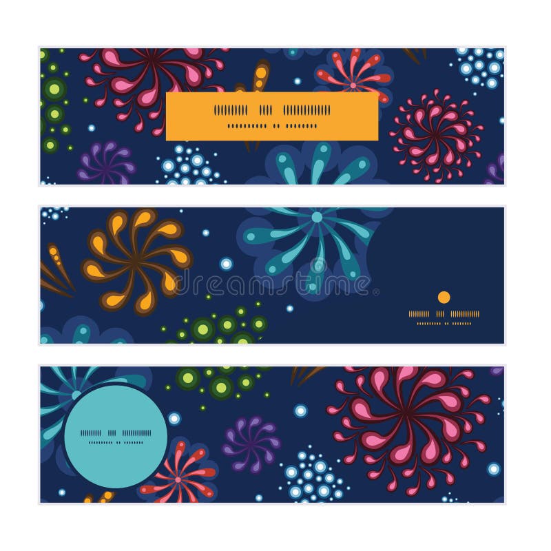 Vector Holiday Fireworks Horizontal Banners Set Stock Vector ...