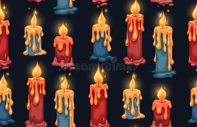Vector Holiday Pattern with Multi-colored Candles on a Dark Background ...
