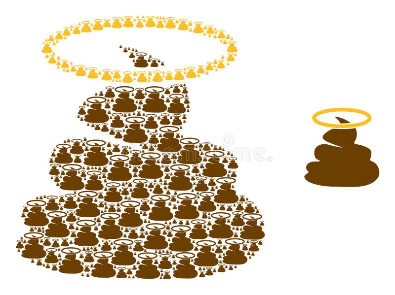 Holy Shit Cartoon Funky Illustration with Poop and Holy Ring Isolated ...