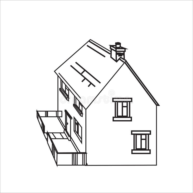 Vector Home Cartoon Ilustration, Building, Castle, Line Art Stock ...