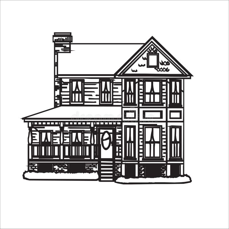 Vector Home Cartoon Ilustration, Building, Castle, Line Art Stock ...