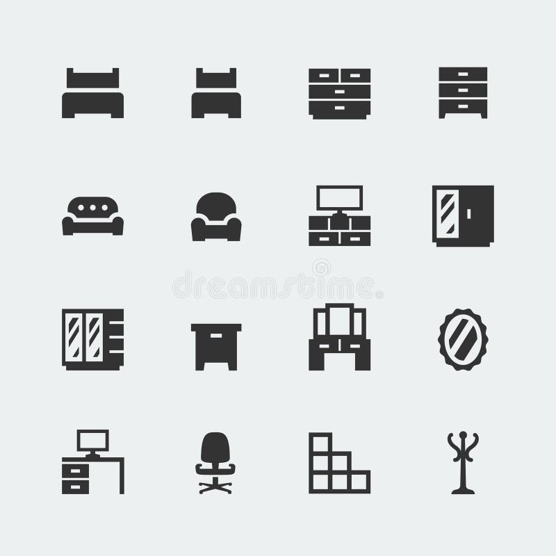 Vector Home Furniture Mini Icons Set #1 Stock Vector - Illustration of ...