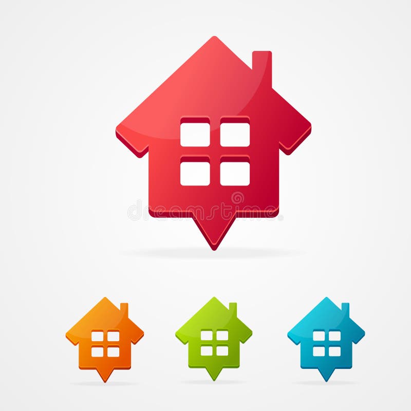 Vector Home Icon Pin Set Isolated on White Stock Vector - Illustration ...