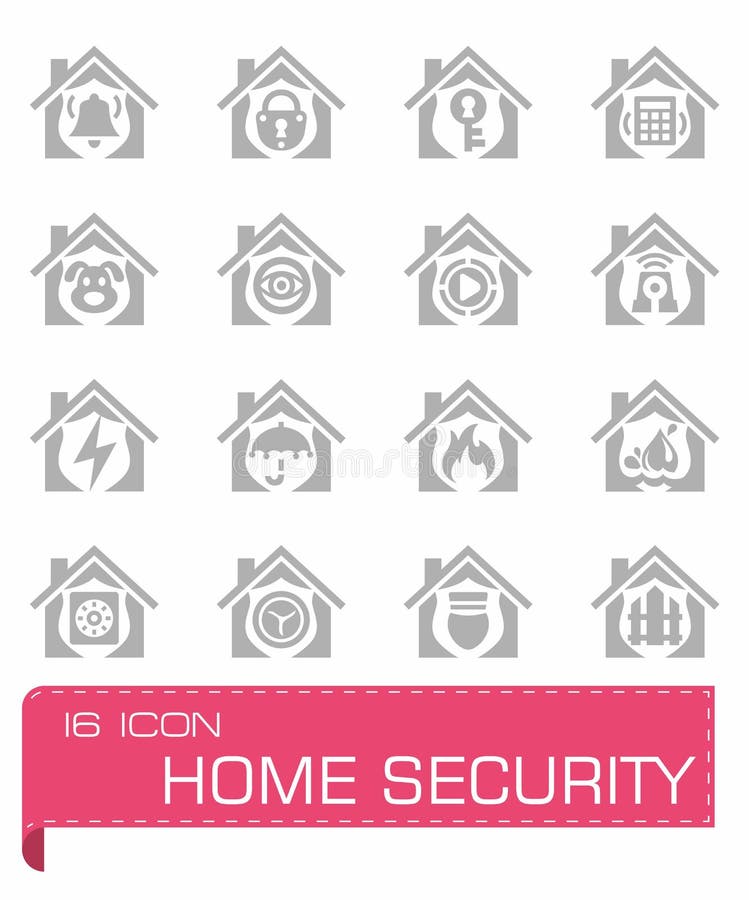 Vector Home Security Icon Set Stock Vector - Illustration of camera ...