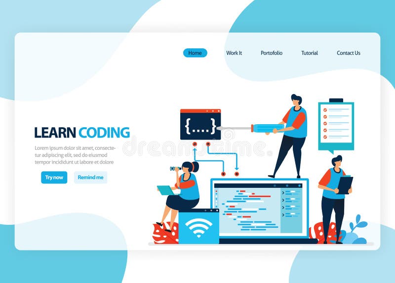 Vector Homepage for Learning Programming and Coding. Application ...