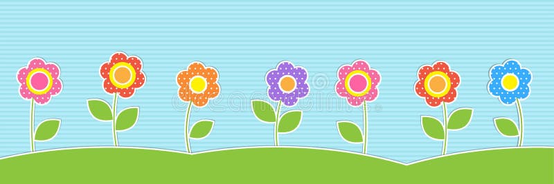 Vector Horizontal Background with Cute Flowers Stock Vector ...