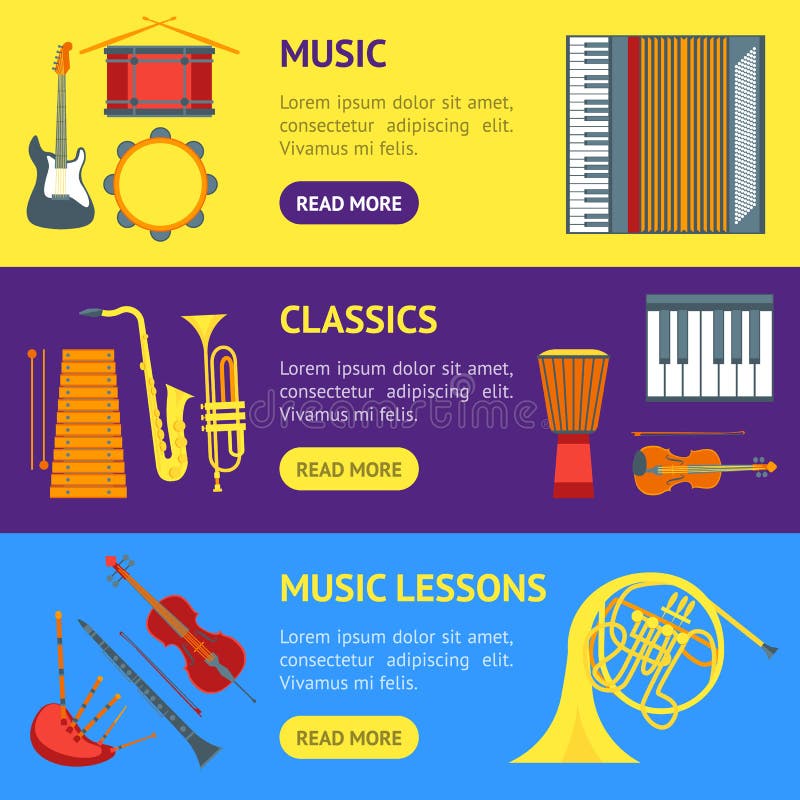 Vector Horizontal Del Sistema De La Bandera Musical De Insrtuments De ...