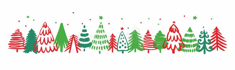 Vector Horizontal Drawing of Christmas Trees Stock Vector ...