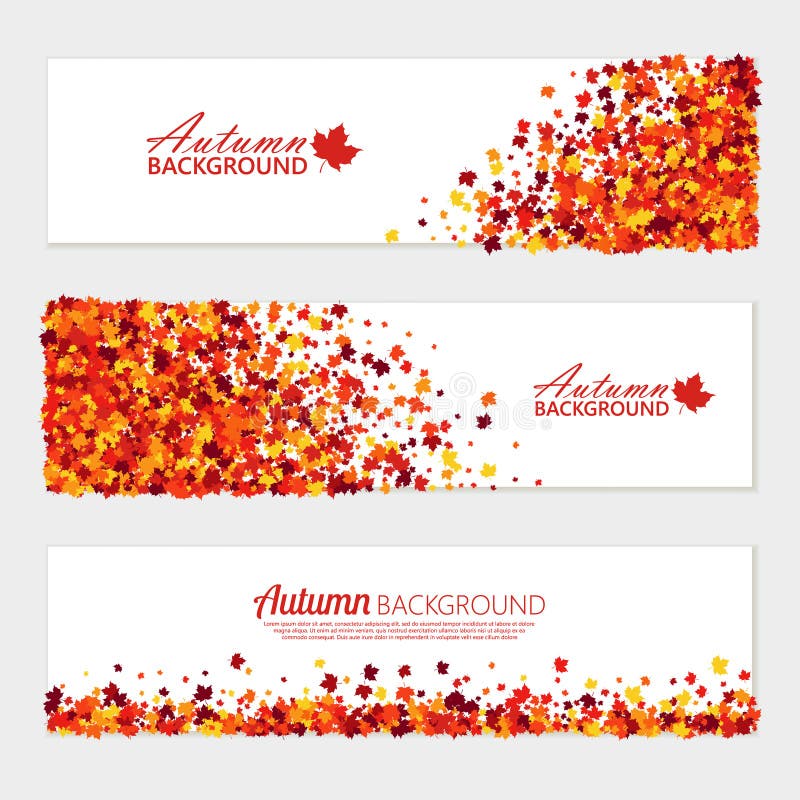 Vector Horizontal Fall Banners Set of Scattered Maple Leaves for ...