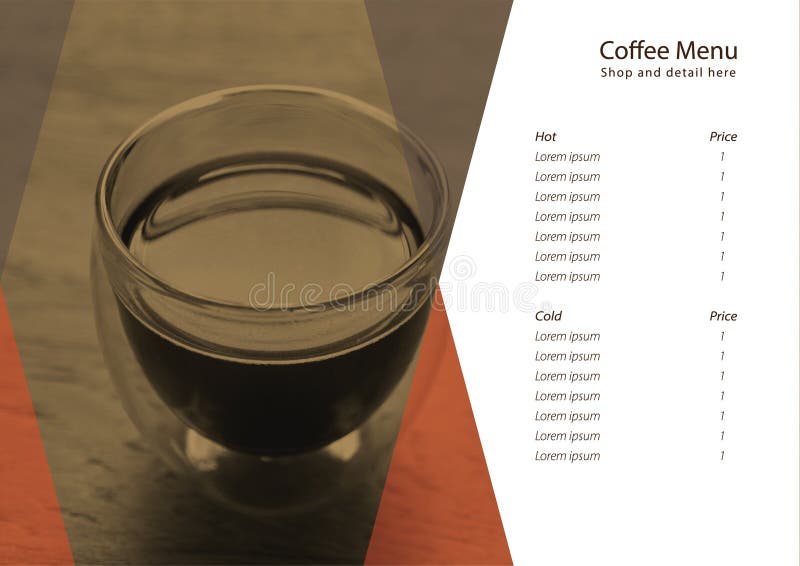 Vector Horizontal Menu Coffee for Coffee Shop Stock Vector ...