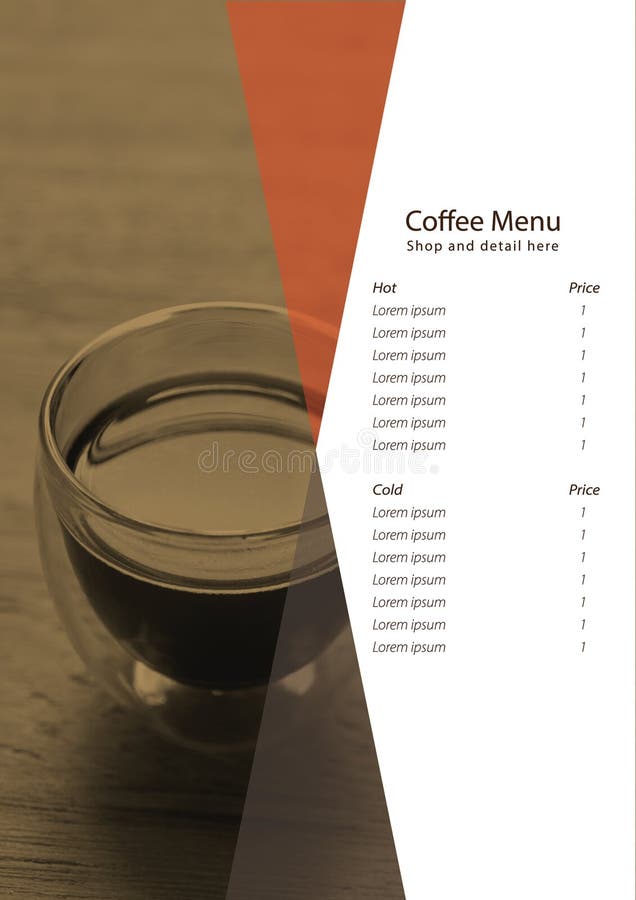 Vector Horizontal Menu Coffee for Coffee Shop Stock Vector ...