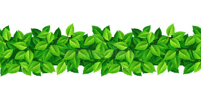Horizontal Seamless Background with Green Leaves. Vector Illustration ...