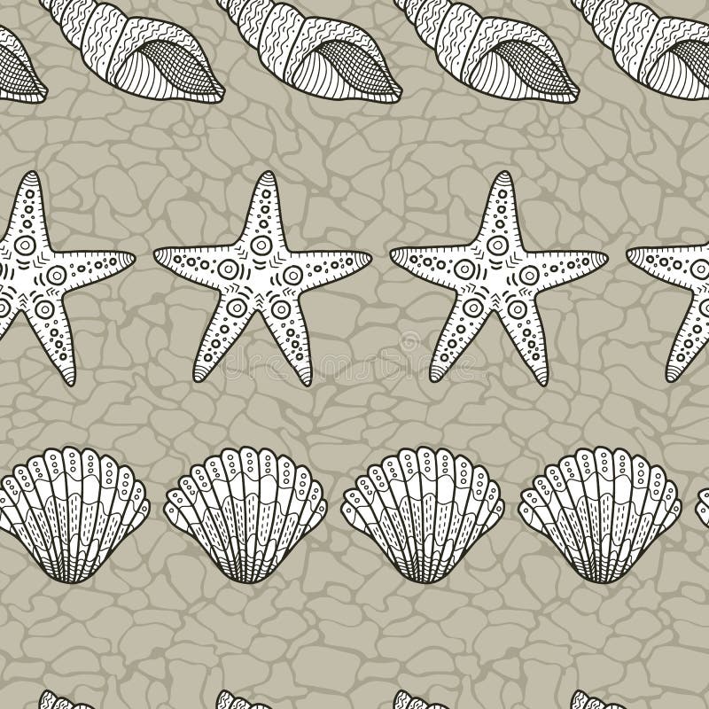 Vector Horizontal Shell Seamless Pattern in Brown Stock Vector ...