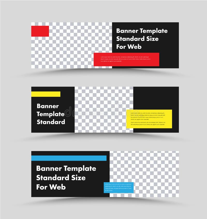 Vector Horizontal Web Banners Design with Place for Photo and Colored ...