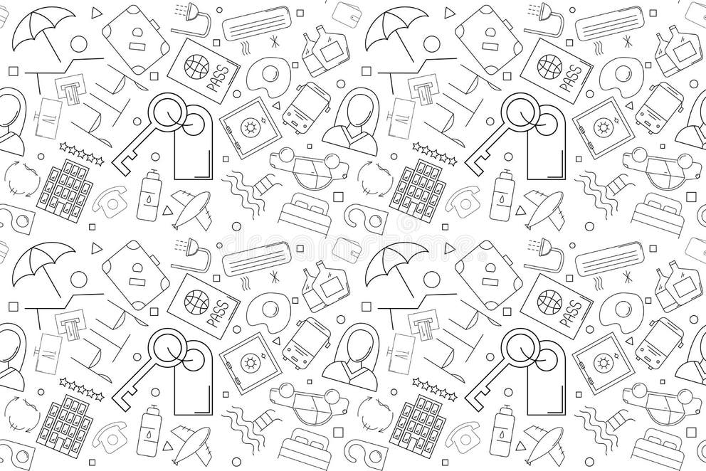 Vector Hotel Pattern. Hotel Seamless Background Stock Vector ...