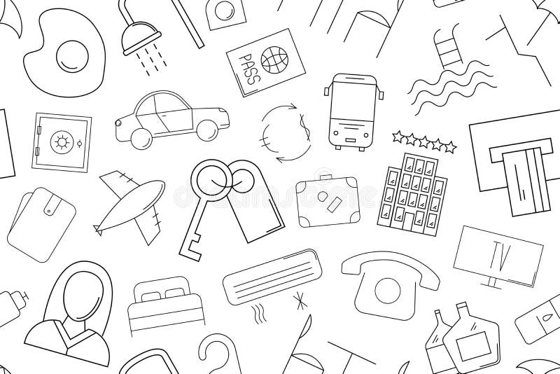 Vector Hotel Pattern. Hotel Seamless Background Stock Vector ...