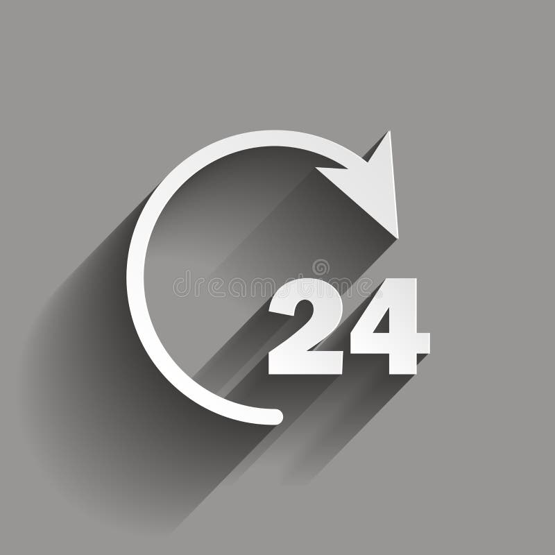 Vector 24 Hours Icon. Vector Circle with an Arrow Showing Non-stop Work ...