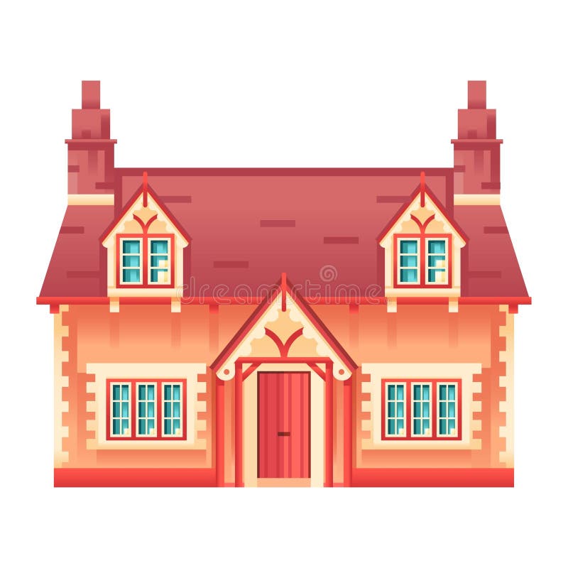Vector House Cartoon Art Deco Retro Illustration Isolated Stock Vector ...