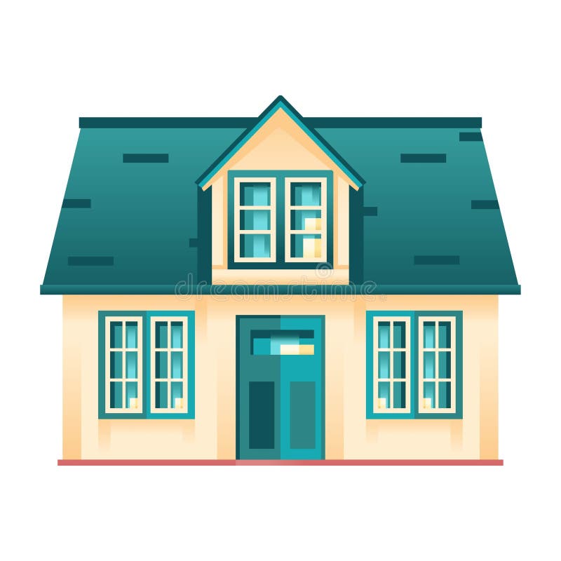 Vector House Cartoon Art Deco Retro Illustration Isolated Stock Vector ...