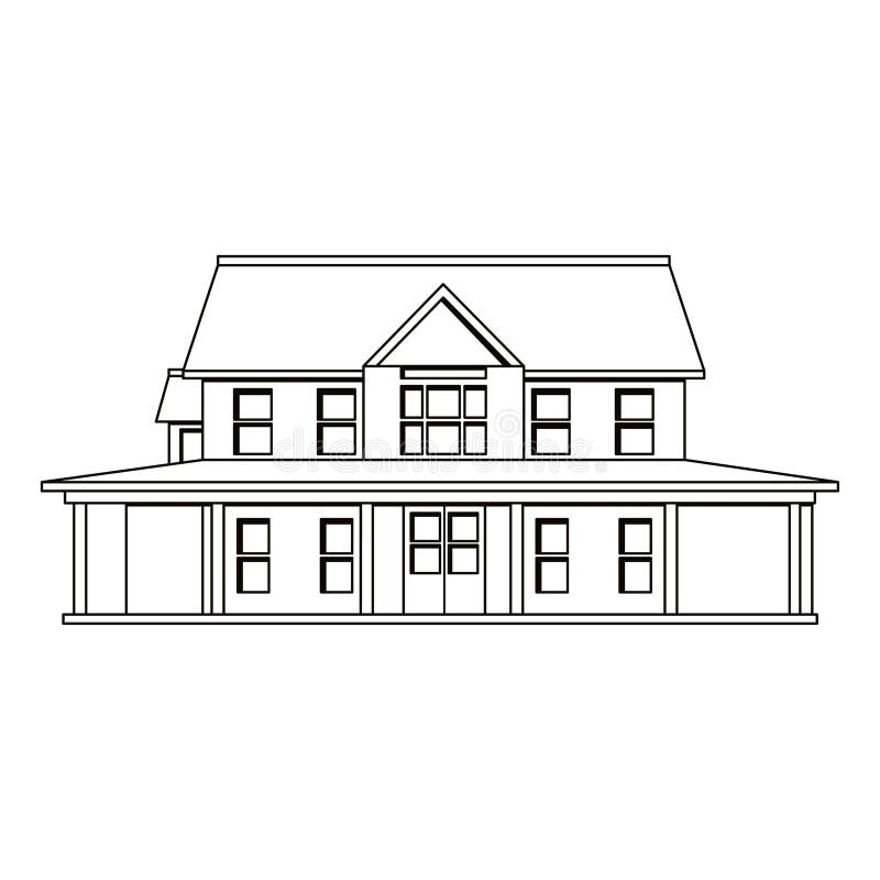 Vector House Cartoon Line Art Illustration Isolated Stock Vector ...