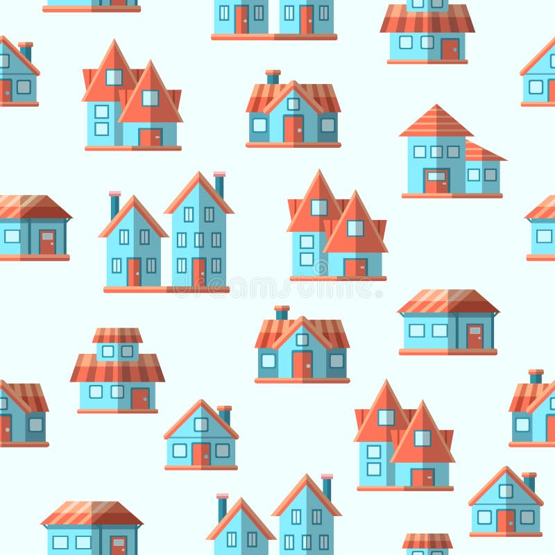 Vector House Seamless Pattern Background Stock Vector - Illustration of ...