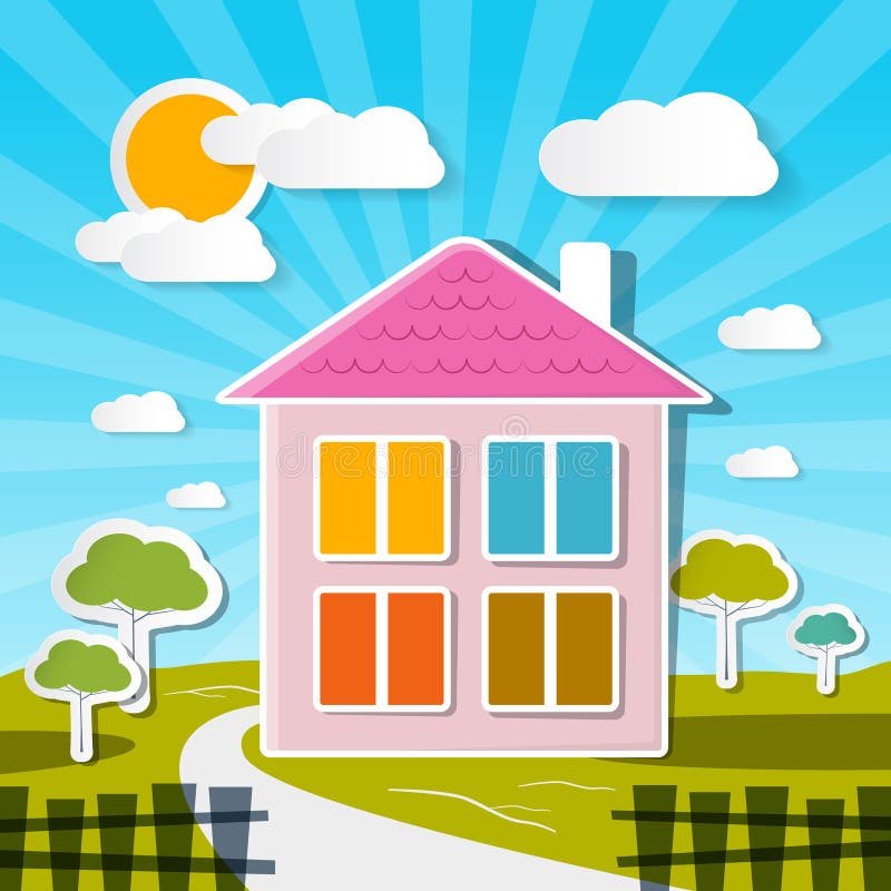 Vector House on Sunny Day stock vector. Illustration of fantastic ...