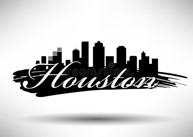 Houston Modern Web Banner Design with Vector Linear Skyline Stock ...