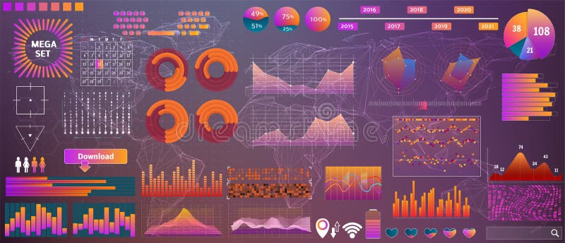 Vector Hud Big Set of Elements for Design and Apps Devices Stock Vector ...